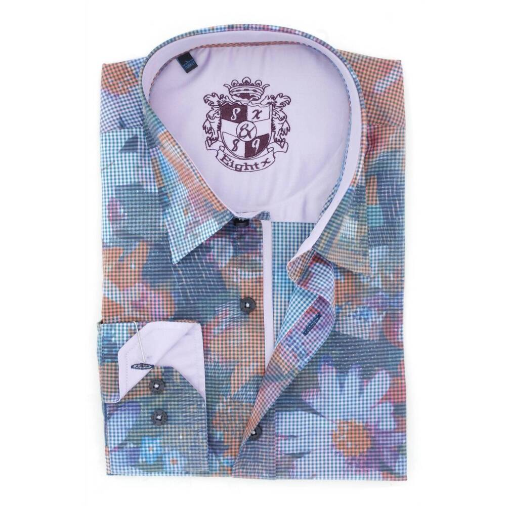 EIGHT X | Shirts | New Eight X Mens Digital Print Shirt With Lilac Trim ...